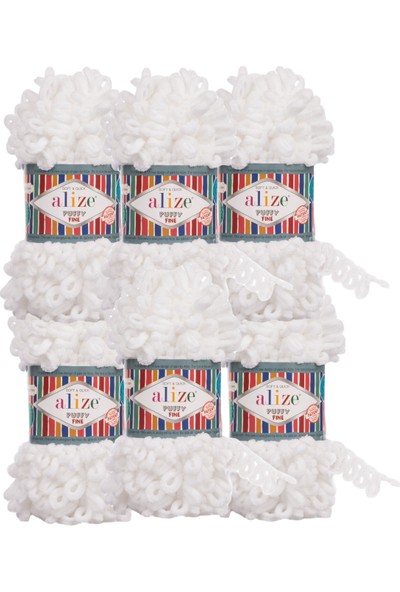 Alize Puffy Fıne 6 Adet Beyaz Renk Parmak Ile Örülen El Örgü Ipi (Hırka, Atkı, Bere) Alize Puffy Fıne 6 Adet Beyaz Renk Parmak Ile Örülen El Örgü Ipi (Hırka, Atkı, Bere)