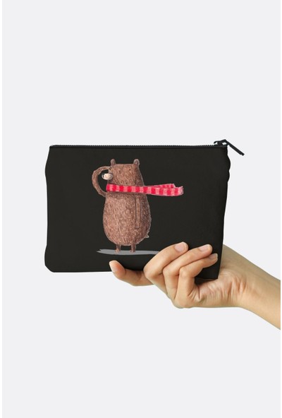 Clutch Cute Bear Siyah Kanvas Makyaj Çantası Clutch Cute Bear Siyah Kanvas Makyaj Çantası