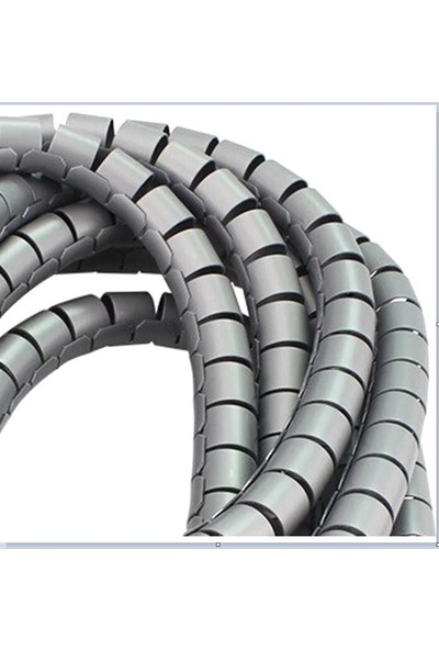 Karbonplast Kablo Koruyucu ve Düzenleyici 20 mm Spiral Gri 1,0 Metre