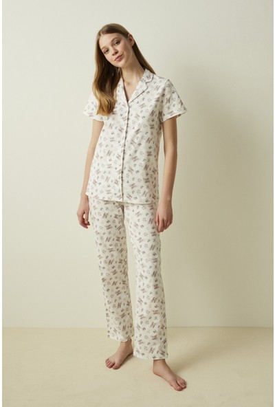 Penti Kırık Beyaz With Kindness Gömlek Pantolon Pijama Takımı
