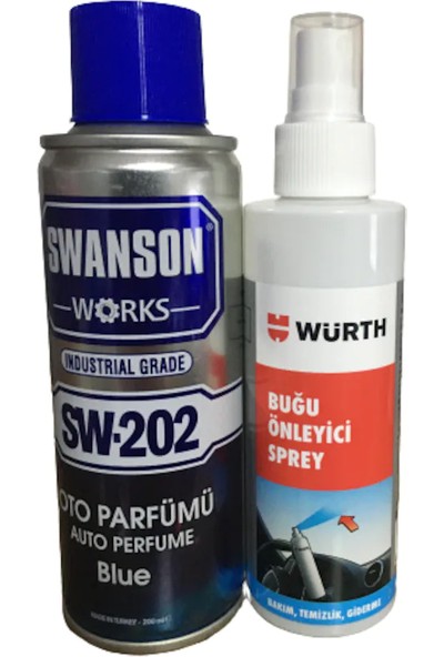 Swanson Works Oto Parfüm 200 ml + Würth Buğu Önleyici Sprey 150 ml Swanson Works Oto Parfüm 200 ml + Würth Buğu Önleyici Sprey 150 ml