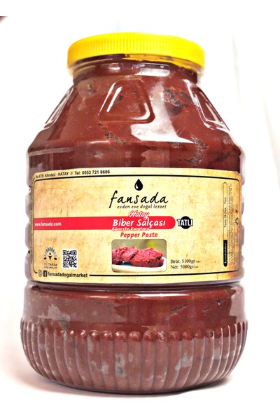 Fansada Tatlı Biber Salçası Güneşte Kurutma Plastik Kap (Hatay) 5 kg