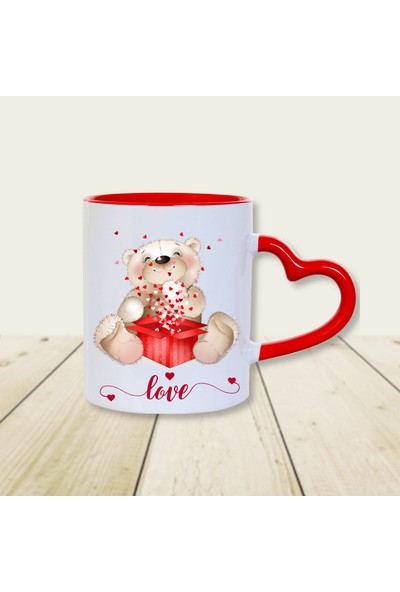 Burak Baskı Tasarım Sevgililer Gününe Özel Konseptli Kalpli Love Ayıcık Tasarım Baskılı Kırmızı Kalp Kulplu Hediyelik Kupa Bardak Burak Baskı Tasarım Sevgililer Gününe Özel Konseptli Kalpli Love Ayıcık Tasarım Baskılı Kırmızı Kalp Kulplu Hediyelik Kupa Bardak