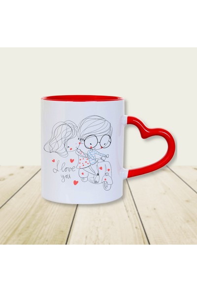 Burak Baskı Tasarım Sevgililer Gününe Özel Motorsiklete Binen Sevgililer Tasarım Baskılı Kırmızı Kalp Kulplu Kupa Bardak Burak Baskı Tasarım Sevgililer Gününe Özel Motorsiklete Binen Sevgililer Tasarım Baskılı Kırmızı Kalp Kulplu Kupa Bardak