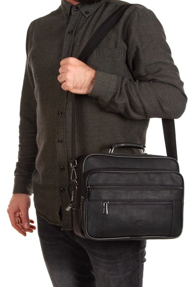 Newish Polo Kasalı Postacı Çanta Battal-Crazy Deri