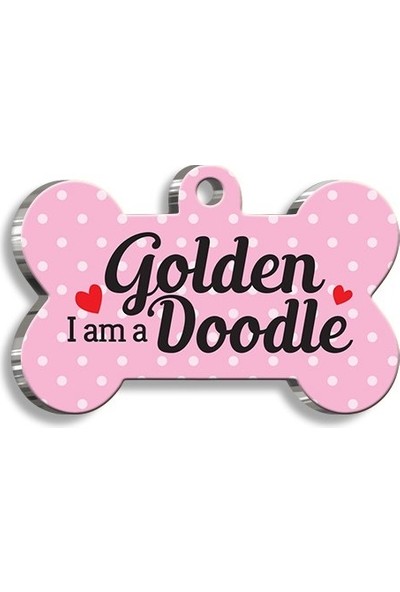 Ozcmax Goldendoodle Pembe Kemik Şekilli Köpek Künyesi-Zoo Ozcmax Goldendoodle Pembe Kemik Şekilli Köpek Künyesi-Zoo