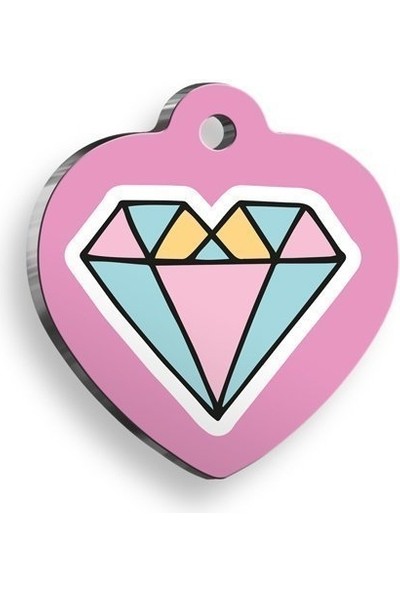 Ozcmax Elmas Kalp Sade Şekilli Kedi Köpek Künyesi-Zoo