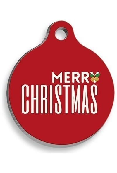Ozcmax Christmas Serisi Merry Christmas Letter Red Yuvarlak Kedi ve Köpek Künyesi-Zoo Ozcmax Christmas Serisi Merry Christmas Letter Red Yuvarlak Kedi ve Köpek Künyesi-Zoo