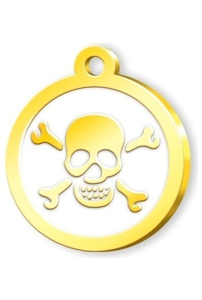 Ozcmax Altın Kaplama Kuru Kafa Künye - Beyaz-Zoo