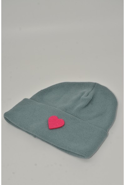 Moxxo Sevgililer Günü Özel Koleksiyonu Pembe Kalp Figürlü Okyanus Mavisi Renk Unisex Bere