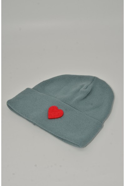 Moxxo Sevgililer Günü Özel Koleksiyonu Kırmızı Kalp Figürlü Okyanus Mavisi Renk Unisex Bere