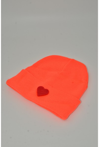 Moxxo Sevgililer Günü Özel Koleksiyonu Kırmızı Kalp Figürlü Neon Turuncu Renk Unisex Bere Moxxo Sevgililer Günü Özel Koleksiyonu Kırmızı Kalp Figürlü Neon Turuncu Renk Unisex Bere