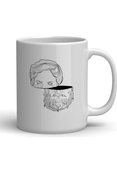 Nacarlar Yarım Kafa Heykel Baskılı Kupa Bardak Nacarlar Yarım Kafa Heykel Baskılı Kupa Bardak