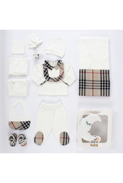 Sare Baby Sarebebe Nişantaşı Serisi Oyuncaklı 10'lu Hastane Çıkışı Seti Özel Kumaş