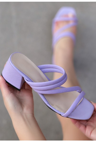 7erbilden Poyte Lila Cilt Topuklu Terlik 7erbilden Poyte Lila Cilt Topuklu Terlik