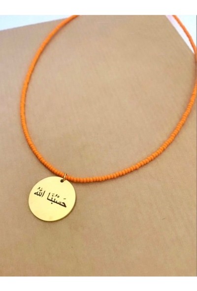 Misto Yazılı Çelik Turuncu Kolye