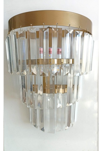 Gaziantep Avize Asya 3 Katlı Kristal Taşlı Koyu Gold Aplik 24*30CM Gaziantep Avize Asya 3 Katlı Kristal Taşlı Koyu Gold Aplik 24*30CM