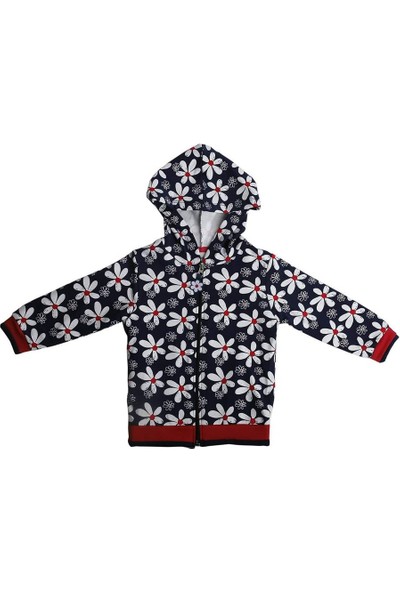 İpek Atlas Kız Bebek Fuşya Fermuarlı Lastikli Papatya Desenli Sıcacık Hırka