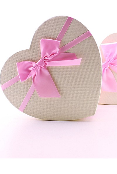 Deco Elit 3 Lü Set Kalp Şeklinde Kurdeleli Karton Kutu Bej - Pembe 3 Adet Kalp Kutu Deco Elit 3 Lü Set Kalp Şeklinde Kurdeleli Karton Kutu Bej - Pembe 3 Adet Kalp Kutu