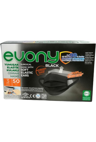 Evony Cerrahi Maske 50'li Siyah Evony Cerrahi Maske 50'li Siyah