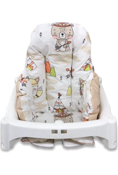 Bebek Özel Bebek/çocuk Mama Sandalyesi Minderi Kızılderili Hayvanlar ve Kahverengi Yıldızlı Desenli