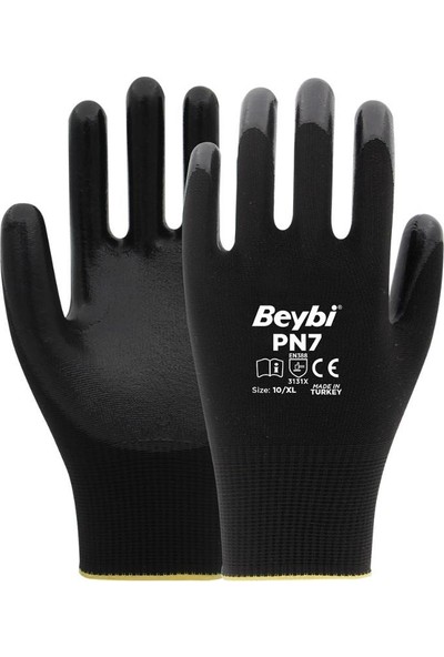 Beybi Pn7 Polyester Örme Nitril Iş Eldiven Siyah Beybi Pn7 Polyester Örme Nitril Iş Eldiven Siyah