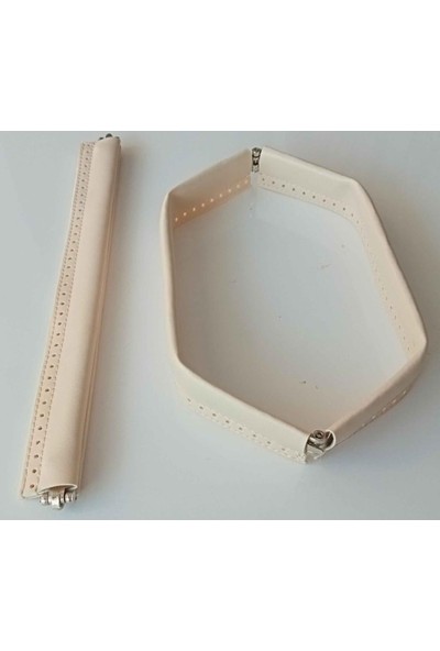 Angel Çanta Aksesuar Açık Bej Derili Metal Çanta Ağzı 30 cm