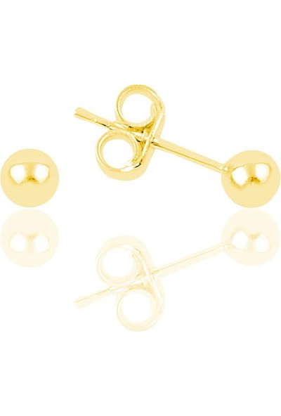 Söğütlü Silver Gümüş Altın Yaldızlı 3 mm Gümüş Top Küpe