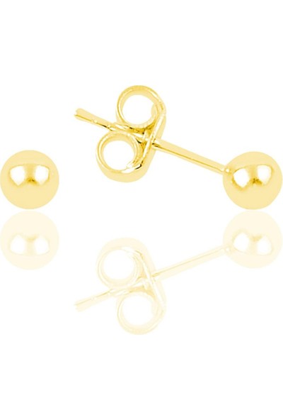 Söğütlü Silver Gümüş Altın Yaldızlı 5 mm Gümüş Top Küpe