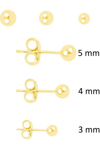 Söğütlü Silver Gümüş Altın Yaldızlı 3 Boy Top Kombin Küpeler Söğütlü Silver Gümüş Altın Yaldızlı 3 Boy Top Kombin Küpeler