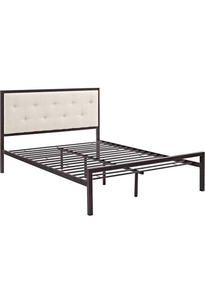 Brady Mobilya Koç Metal Krem Konfor Başlıklı Çift Kişilik Karyola