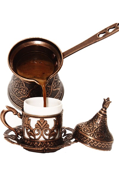 Ayvalı Metal Desenli Döküm Cezve 4 Kişilik - Mıknatıslı Ocaklara Uyumlu