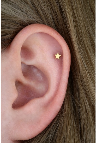Takıconcept Tragus Helix Cerrahi Çelik Yıldız Piercing Gold Renk