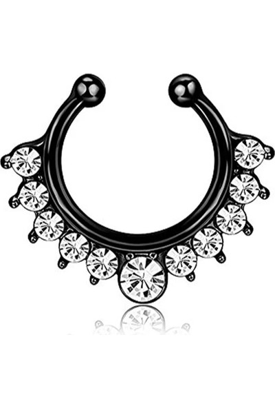 Takıconcept Fake Deliksiz Taşlı Septum Piercing Siyah Takıconcept Fake Deliksiz Taşlı Septum Piercing Siyah