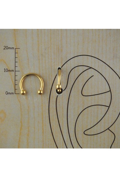 Takıconcept Titanyum Altın Kaplama Kıkırdak Tragus Burun Septum 6 mm