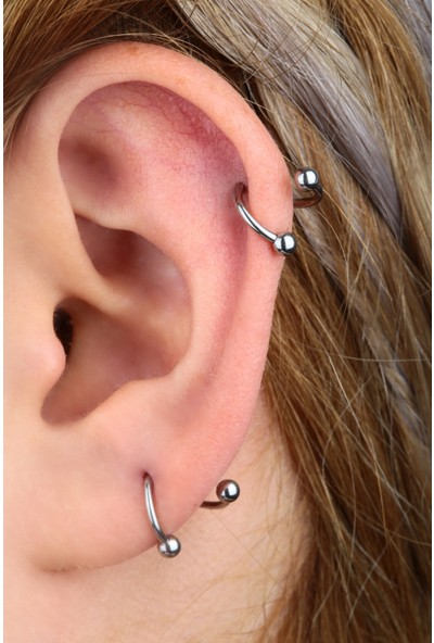 Takıconcept Cerrahi Çelik Spiral Burgu Helix - Kıkırdak Gümüş Piercing ( 8mm )
