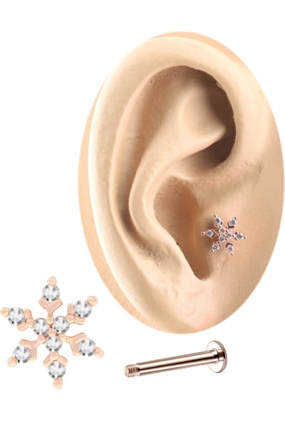 Takıconcept Titanyum Çelik Tragus Helix Kulak Piercing Rose