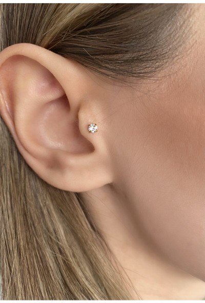 Takıconcept 316L Paslanmaz Medikal Çelik Tek Taş Piercing 8mm