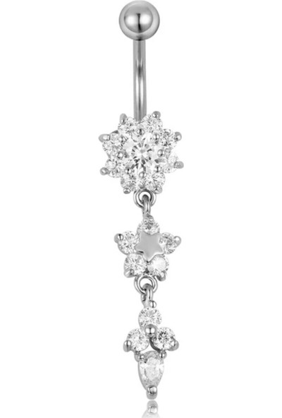 Takıconcept 316L Paslanmaz Medikal Çelik Taşlı Göbek Piercing