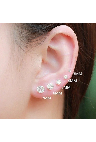 Takıconcept 5 Adet Çelik Tek Taş Küpe Set