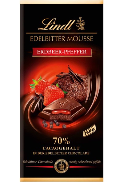 Lindt Edelbitter Mousse Erdbeer-Pfeffer 70% Tafel 150 gr