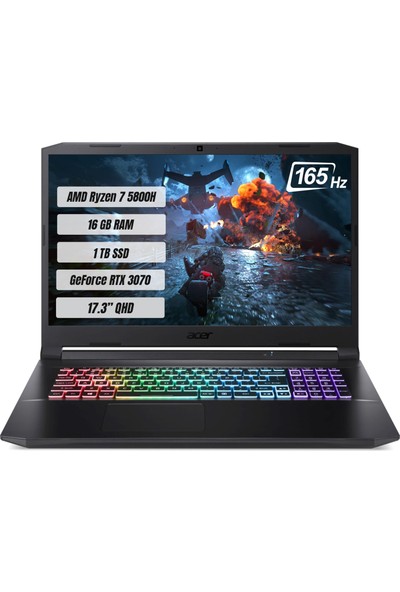 Acer Nitro 5 AN517-41 AMD Ryzen 7 5800H 16 GB 1 TB SSD RTX 3070 165 Hz 17,3 QHD Free DOS Taşınabilir Bilgisayar NH.QBGEY.001