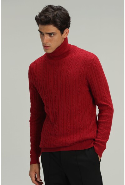 Lufian Anka Tam Balıkçı Erkek Kazak Lacivert