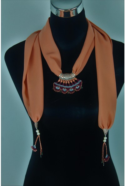 Brisades Fashion Iğne Oyalı Fular Gümüş Somon Brisades Fashion Iğne Oyalı Fular Gümüş Somon