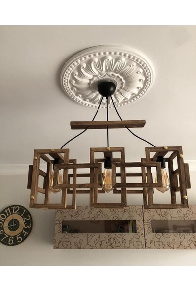 Big Wood Workers Ahşap Üçlü Avize