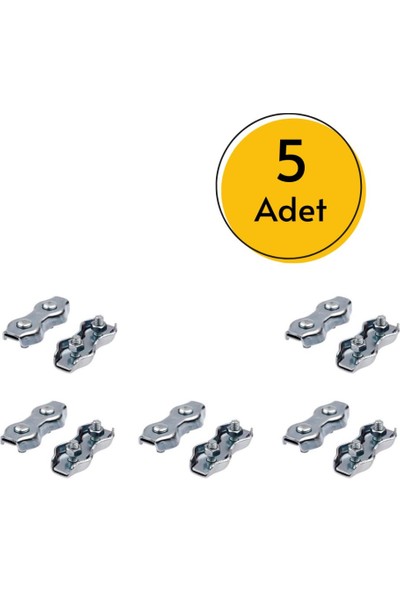 Force Chain Çiftli Çelik Halat Klipsi / Duplex Clip 2 mm 5 Adet Force Chain Çiftli Çelik Halat Klipsi / Duplex Clip 2 mm 5 Adet