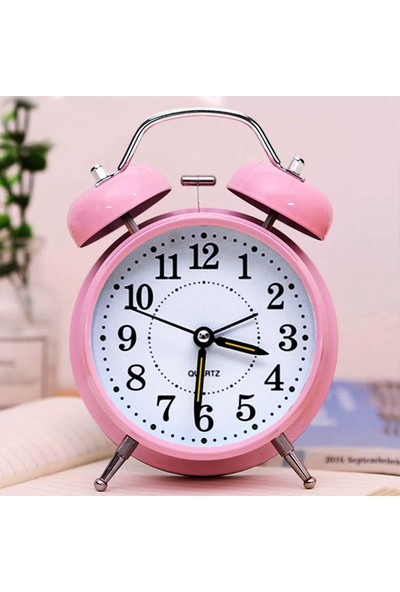 Şifainur Akar Saniyeli Nostaljik Metal Çift Çanlı Güçlü Zil Sesi Işıklı Alarmlı Çalar Saat