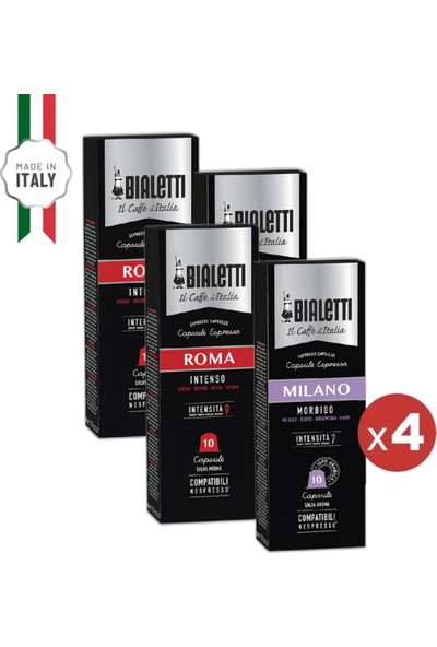Bialetti Nespresso Uyumlu Roma ve Milano Kapsül 40'lı Bialetti Nespresso Uyumlu Roma ve Milano Kapsül 40'lı