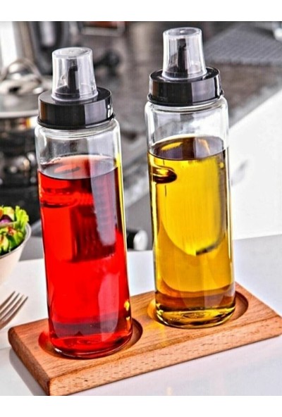 Kitchen Pembelia Ahşap Standlı 500ML Damlatmaz Yağdanlık Yağlık Set_3'lu Yağdanlık Set Kitchen Pembelia Ahşap Standlı 500ML Damlatmaz Yağdanlık Yağlık Set_3'lu Yağdanlık Set