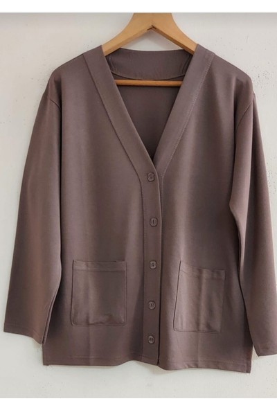 HMZ Kadın Vizon Cepli Kısa Penye Anne Hırka